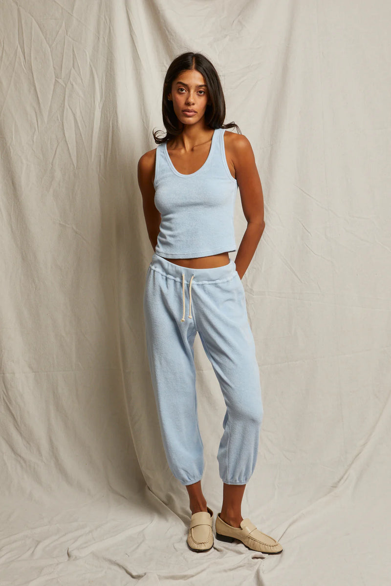 Perfect White Tee - Gogo Loop Terry Jogger - Sky Blue – Gena Chandler