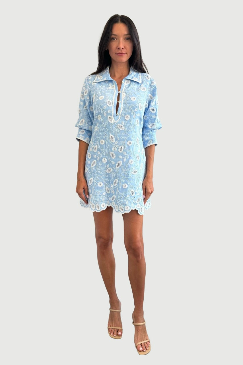 Freya Embroidered Linen Mini Dress – Gena Chandler